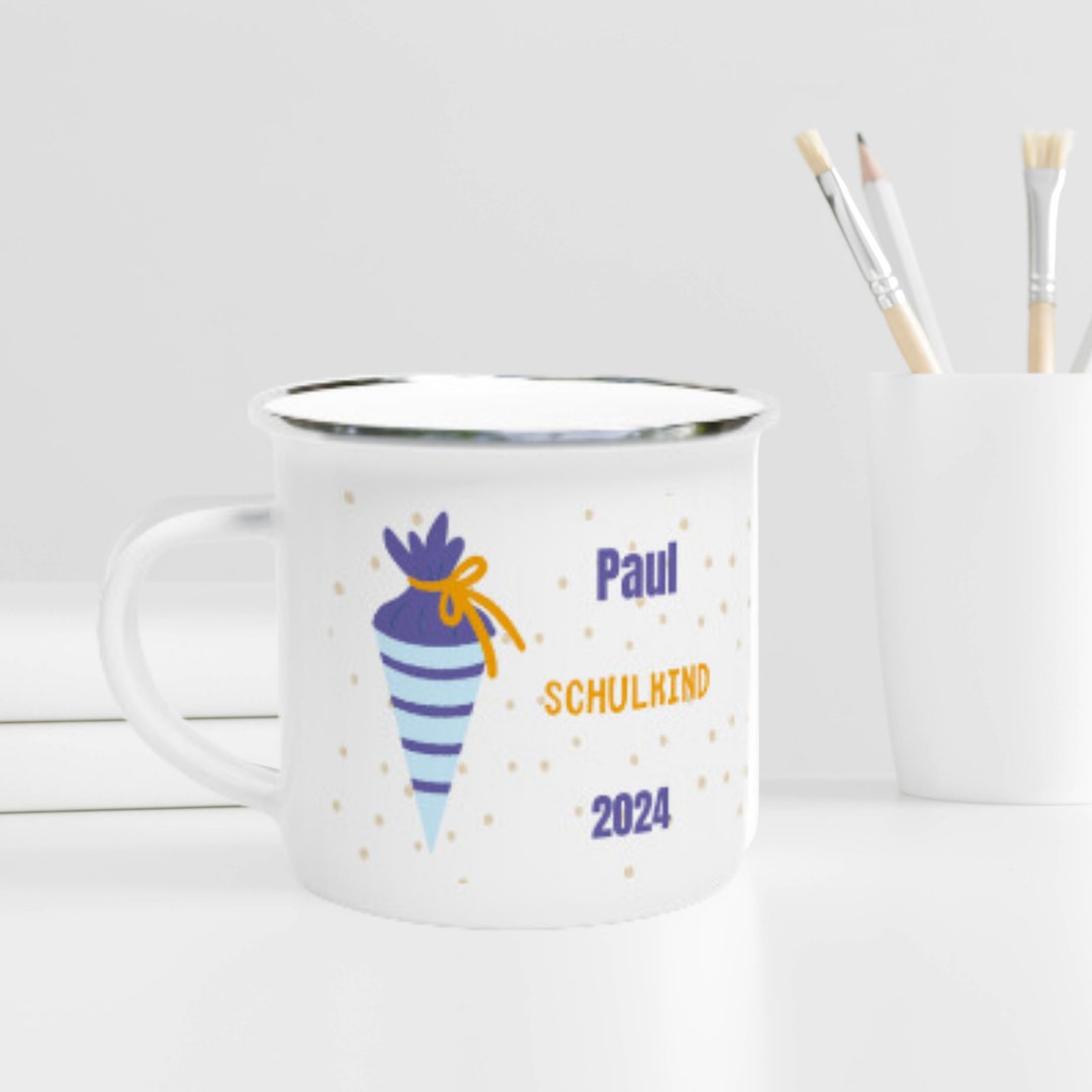 Enamel Mug School Child 2024, PERSONALIZED, Name, Children's Cup Gift ...