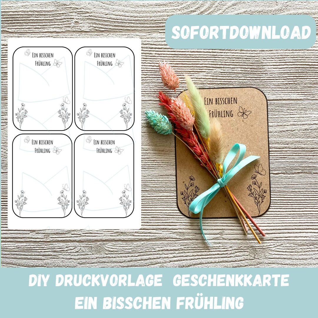 A Little Bit of Spring Print Template Gift Card, Craft Template Gift ...