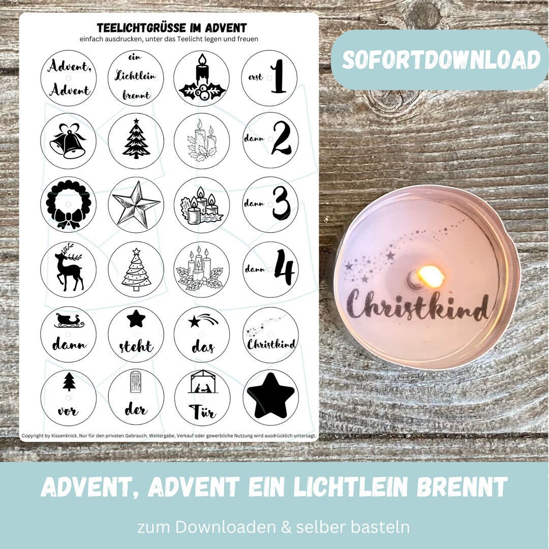 24 Tealights With ADVENT Message, Advent Season, Christmas Season ...
