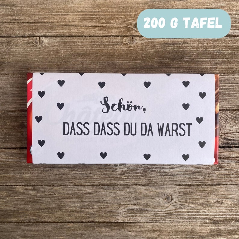 Druckvorlage Schokolade "SCHÖN, dass Du da Warst, Banderole, 100g ...