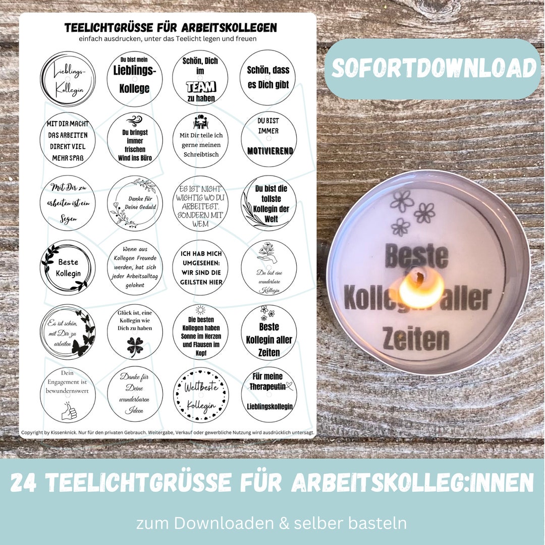 Tealight With a Message for Colleagues, Tealight Greetings, Cheer-up ...