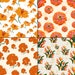 Orange Watercolor Floral Digital Printable Paper, Seamless Digital ...