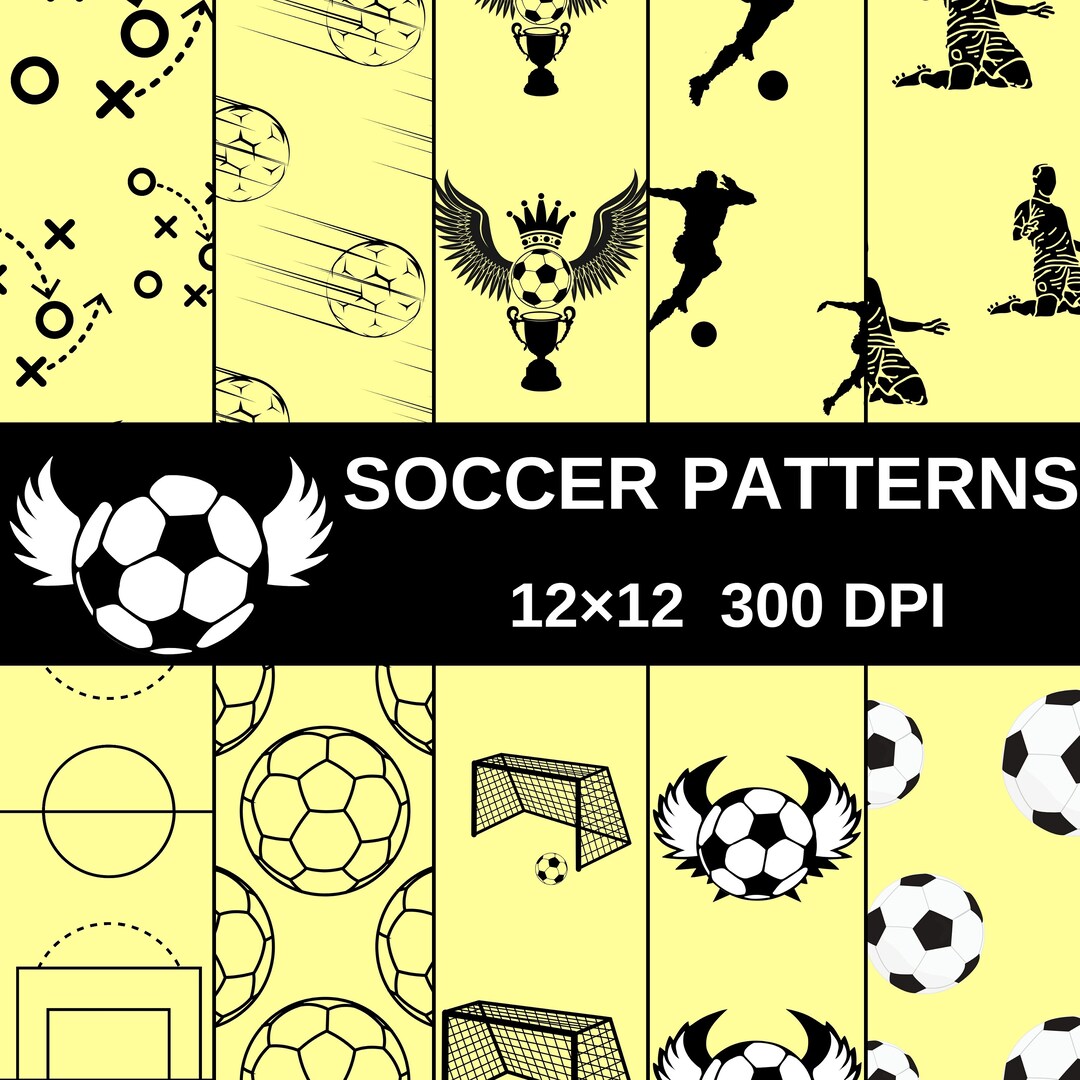 Soccer Theme Seamless Printable Digital Patterns, Soccer Design ...