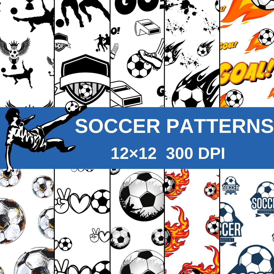 Soccer Theme Seamless Printable Digital Patterns, Soccer Design ...