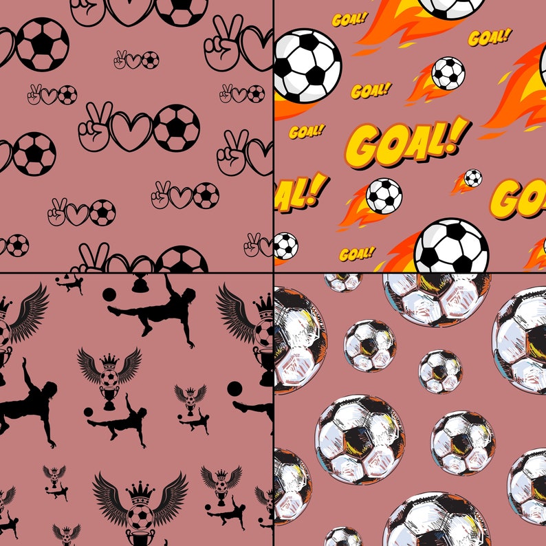 Soccer Theme Seamless Printable Digital Patterns, Soccer Design ...