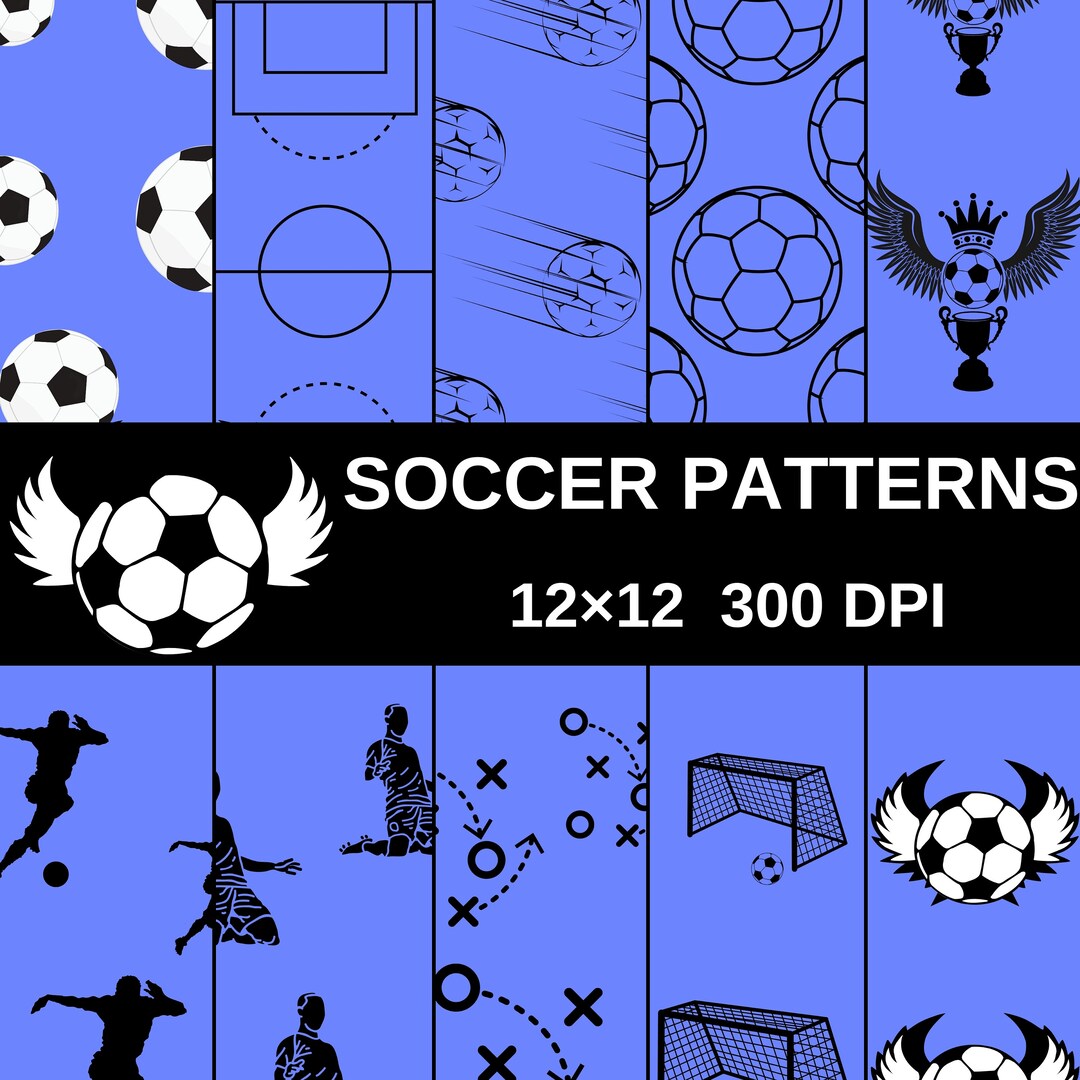 Soccer Theme Seamless Printable Digital Patterns, Soccer Design ...