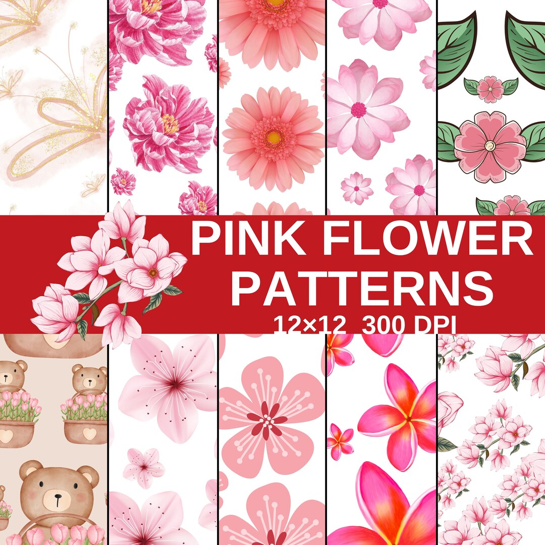 Pink Watercolor Floral Printable Paper Seamless Instant Digital