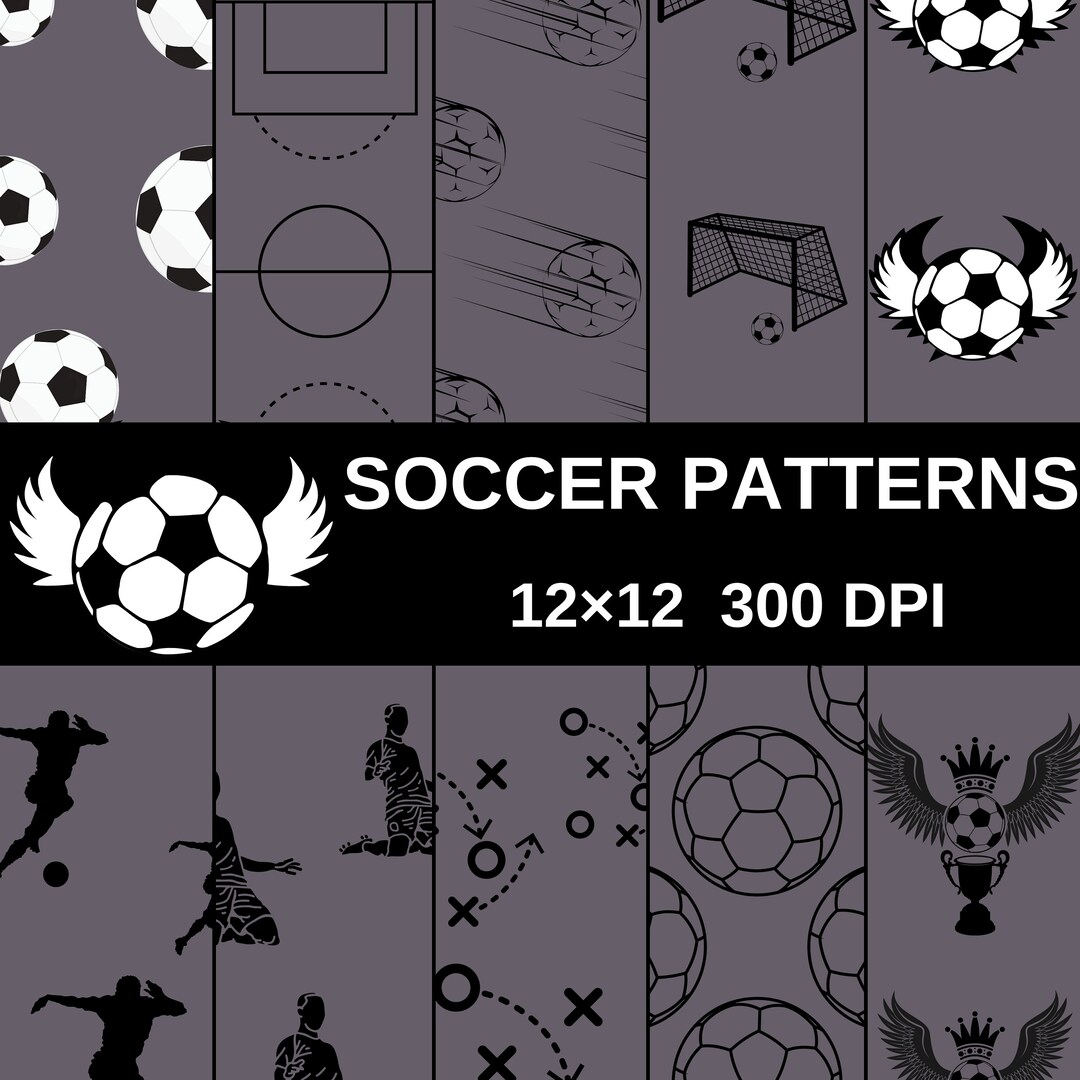 Soccer Theme Seamless Printable Digital Patterns, Soccer Design ...