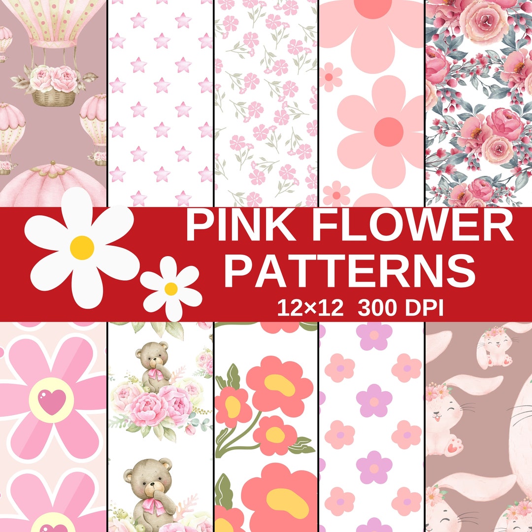 Pink Watercolor Floral Printable Paper Seamless Patterns For Frame