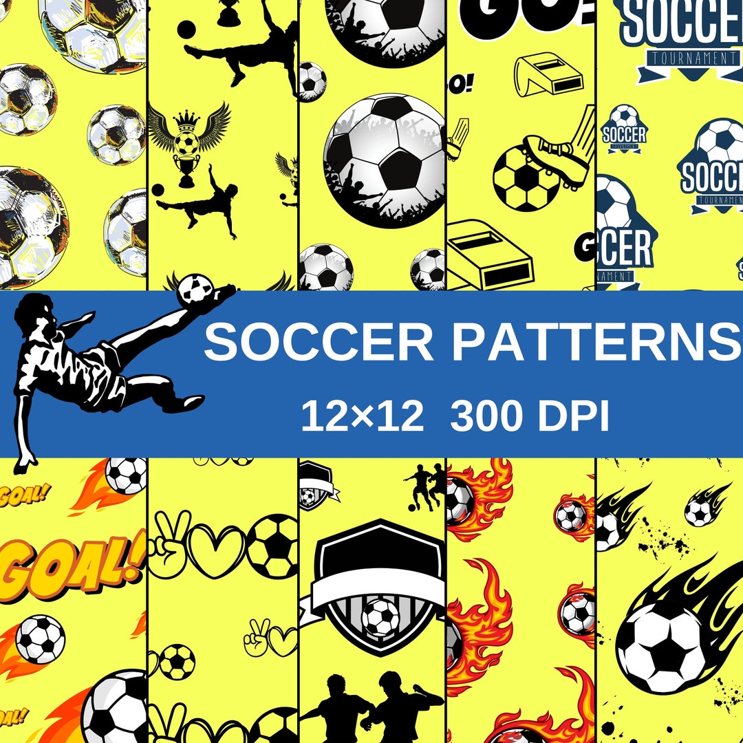 Soccer Theme Seamless Printable Digital Patterns, Soccer Design ...