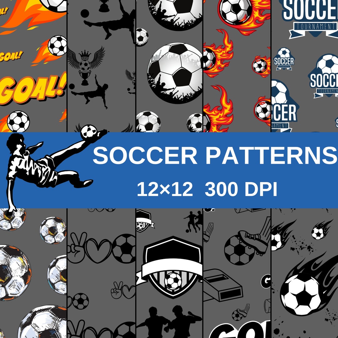 Soccer Theme Seamless Printable Digital Patterns, Soccer Design ...