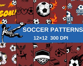 Green Soccer Theme Seamless Printable Digital Patterns, Soccer Design ...
