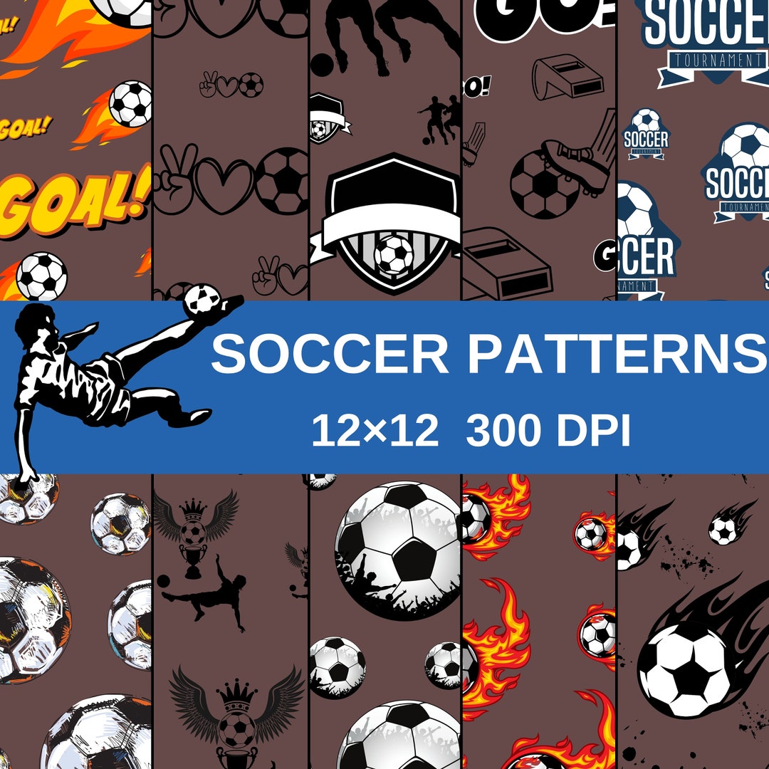 Soccer Theme Seamless Printable Digital Patterns, Soccer Design ...