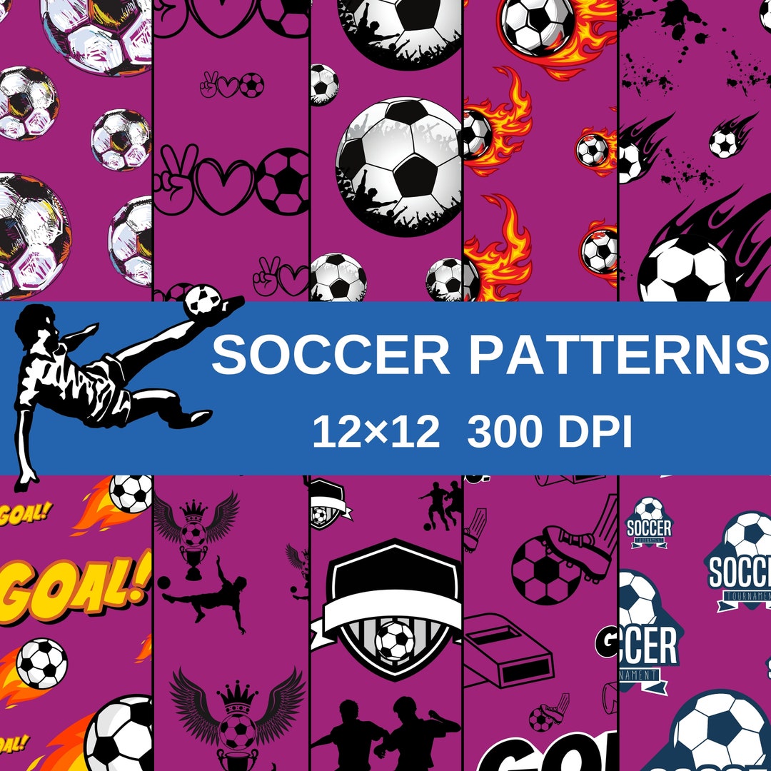 Soccer Theme Seamless Printable Digital Patterns, Soccer Design ...