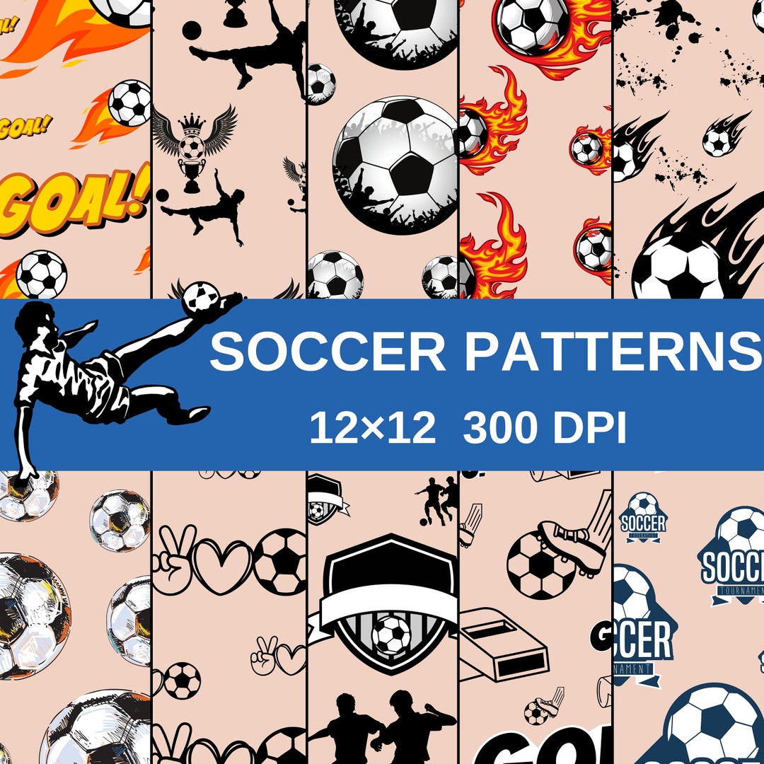 Soccer Theme Seamless Printable Digital Patterns, Soccer Design ...