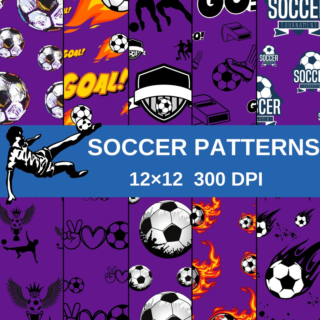 Soccer Theme Seamless Printable Digital Patterns, Soccer Design ...