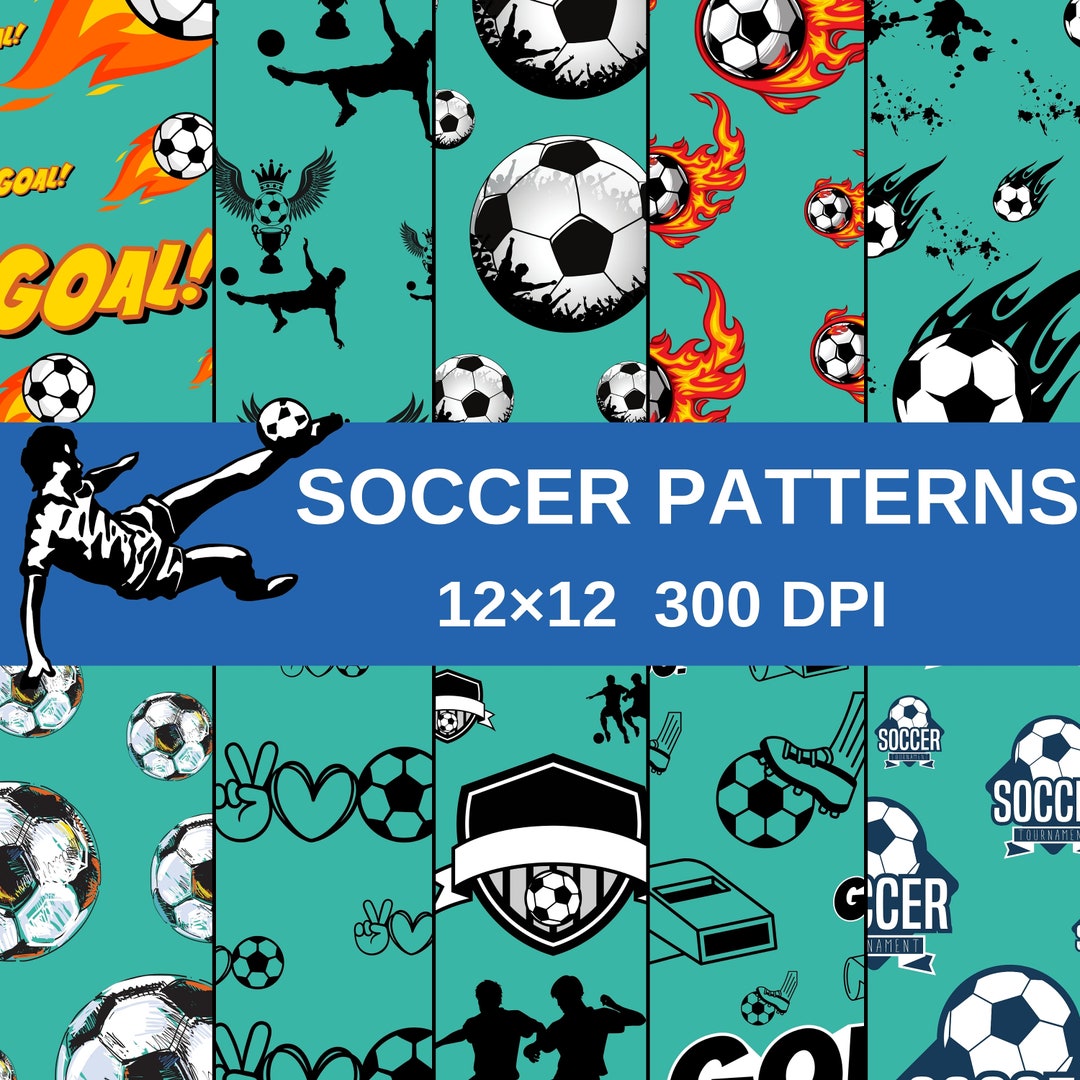Soccer Theme Seamless Printable Digital Patterns, Soccer Design ...