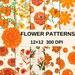 Orange Watercolor Floral Digital Printable Paper, Seamless Digital ...