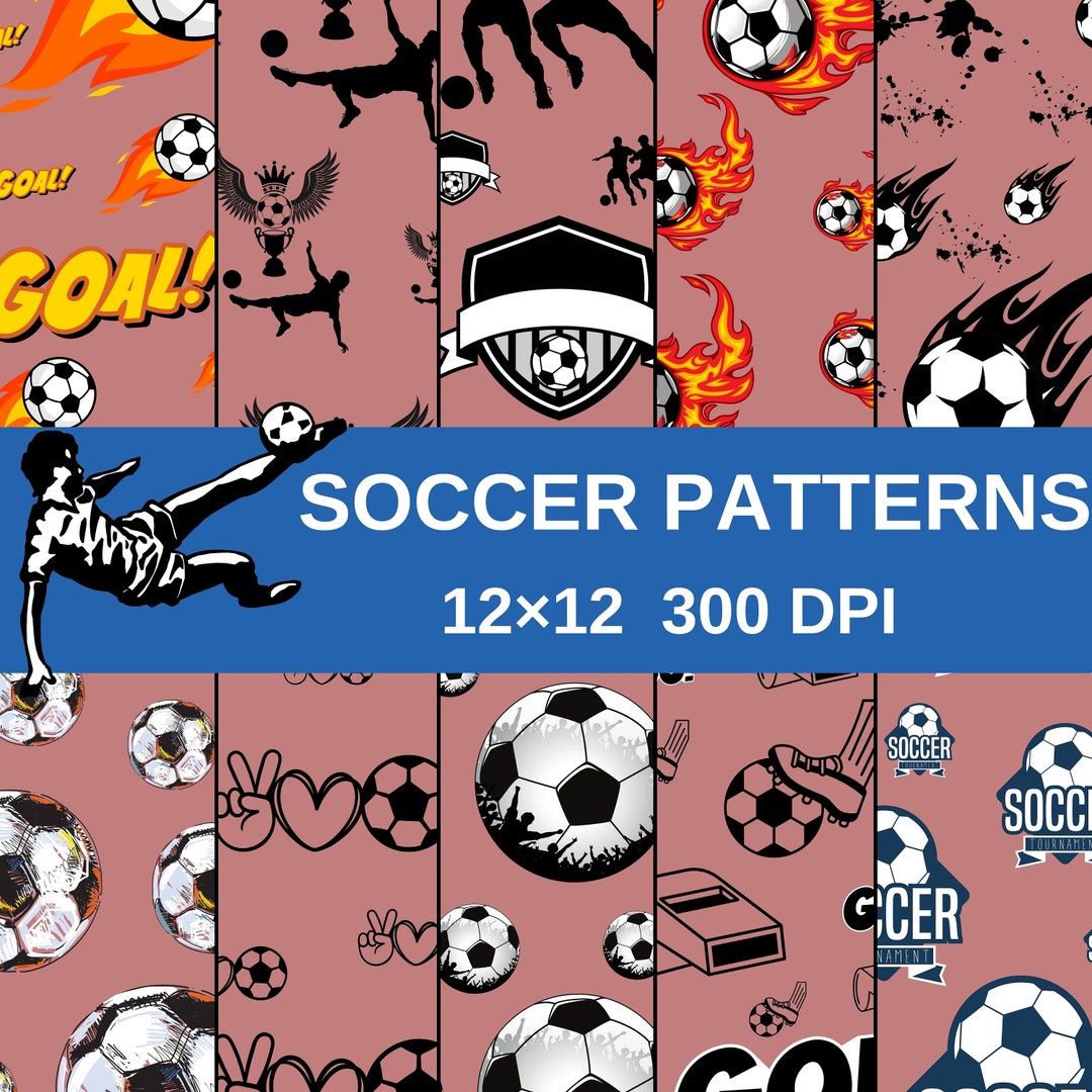 Soccer Theme Seamless Printable Digital Patterns, Soccer Design ...