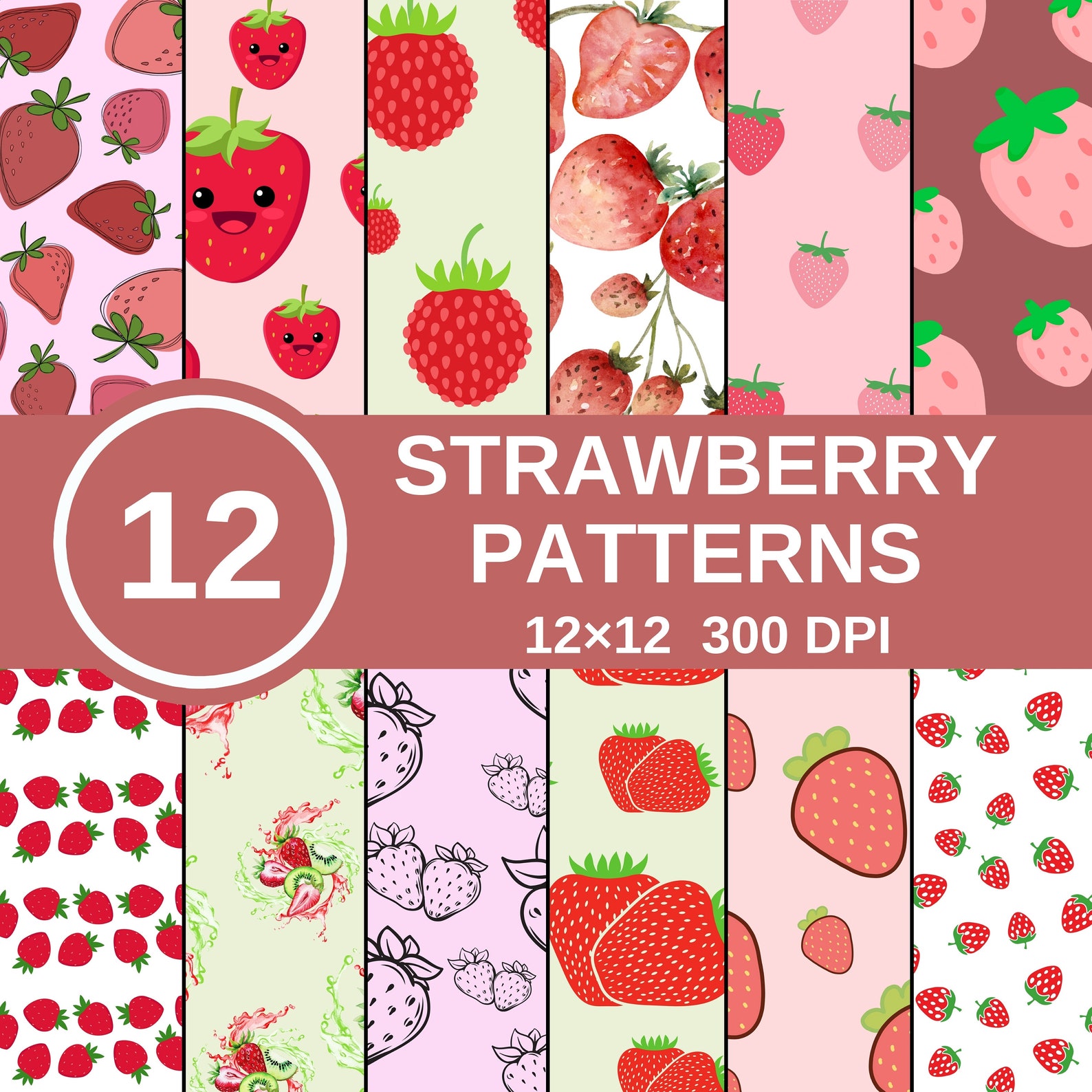 Strawberry Bliss: Seamless Digital Papers for Commercial Use ...