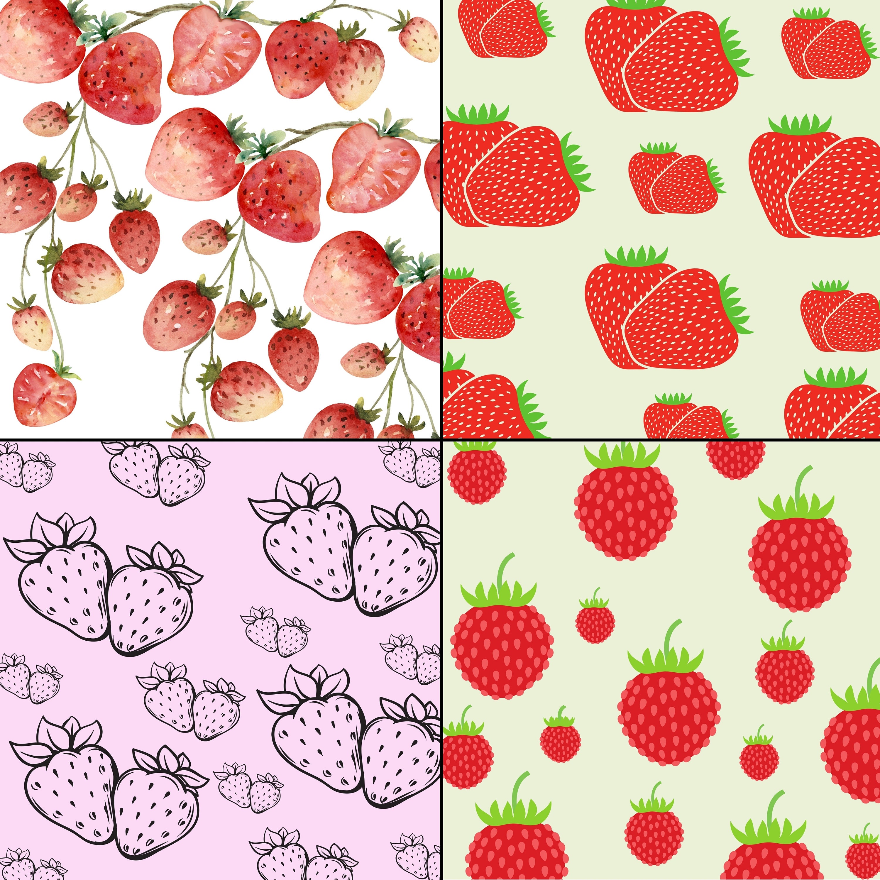 Strawberry Bliss: Seamless Digital Papers for Commercial Use ...