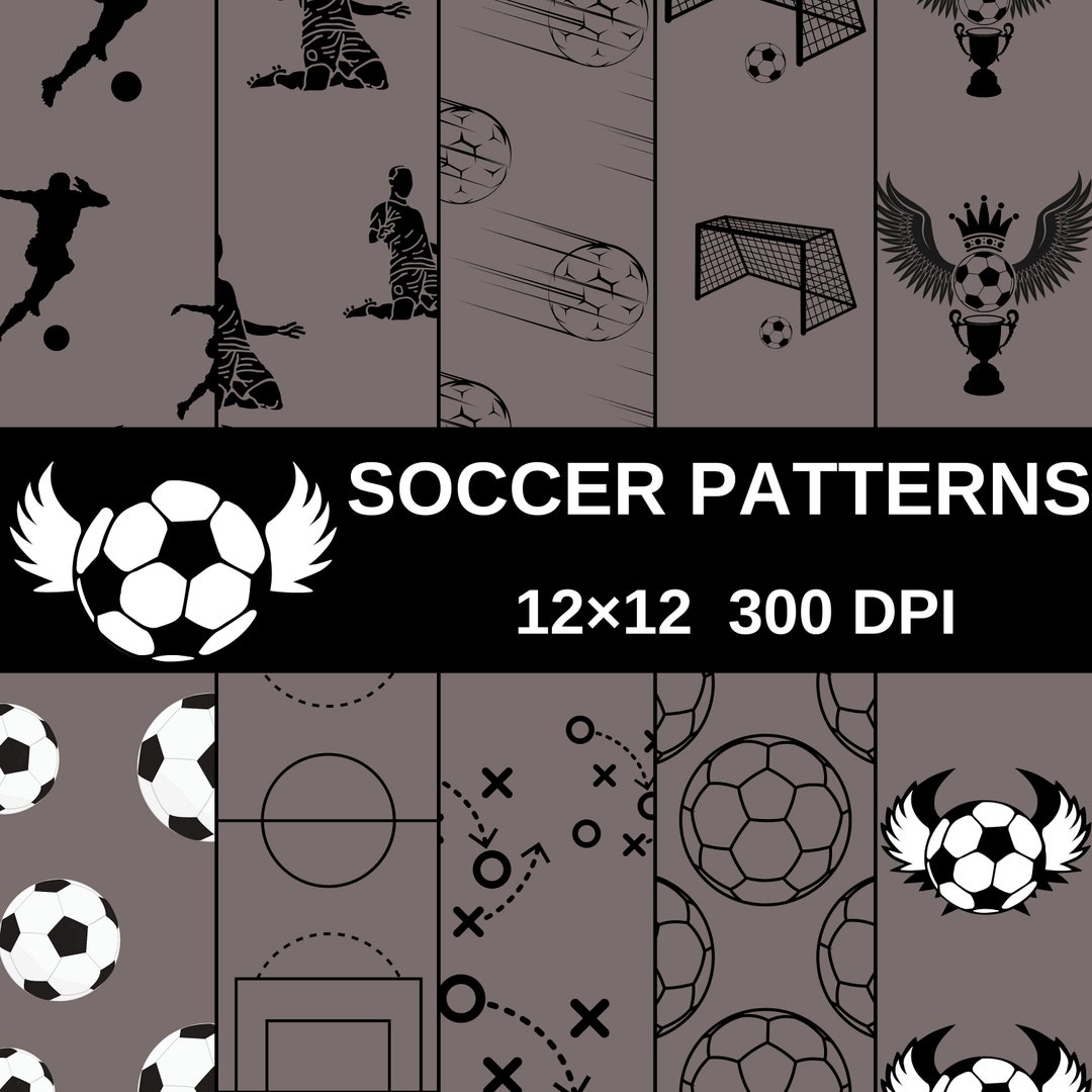 Soccer Theme Seamless Printable Digital Patterns, Soccer Design ...