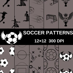 Soccer Theme Seamless Printable Digital Patterns, Soccer Design ...