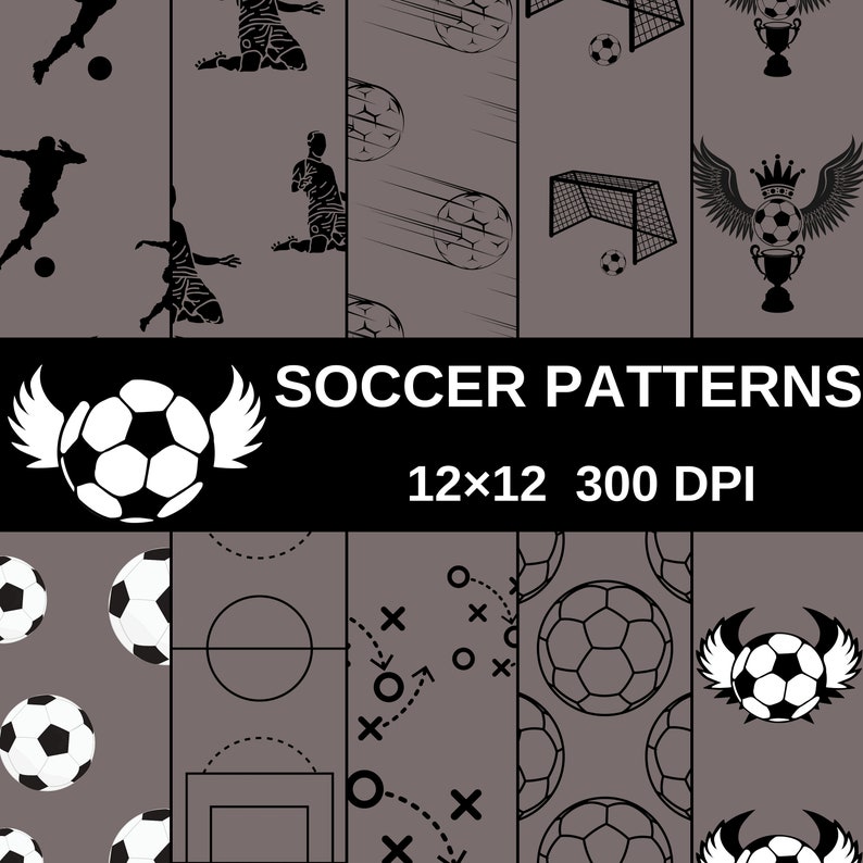 Soccer Theme Seamless Printable Digital Patterns, Soccer Design ...