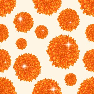 Orange Watercolor Floral Digital Printable Paper, Seamless Digital ...