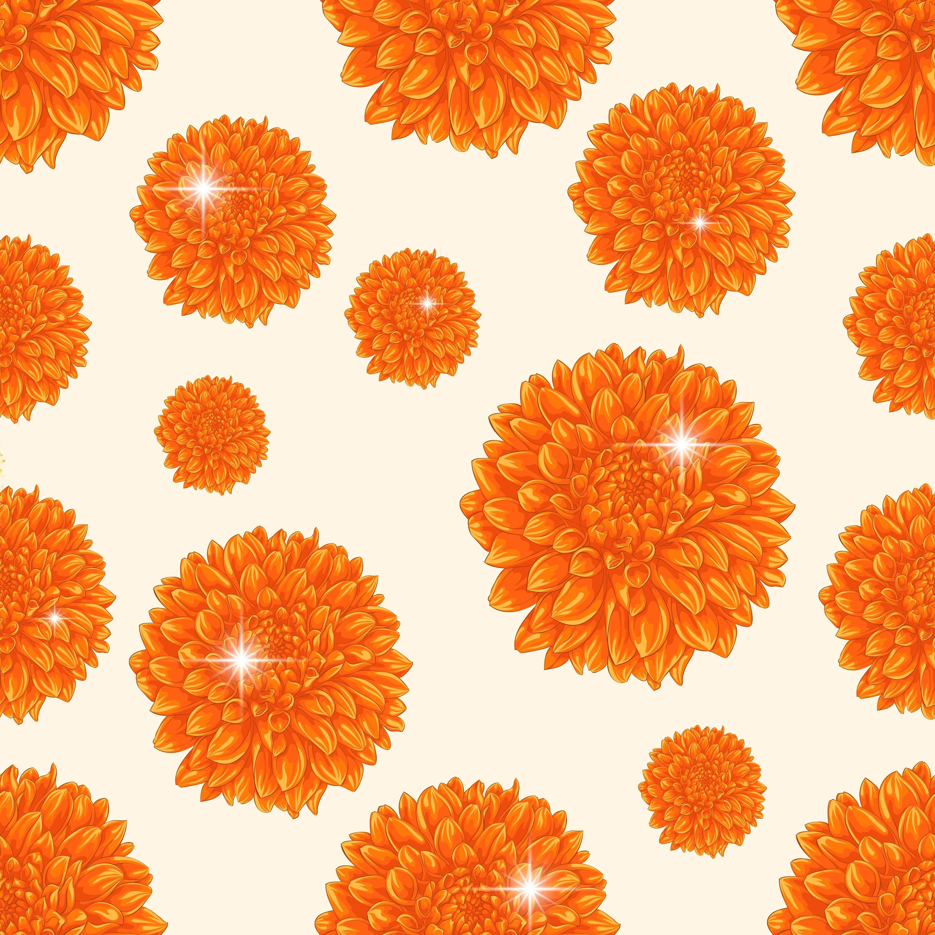 Orange Watercolor Floral Digital Printable Paper, Seamless Digital ...
