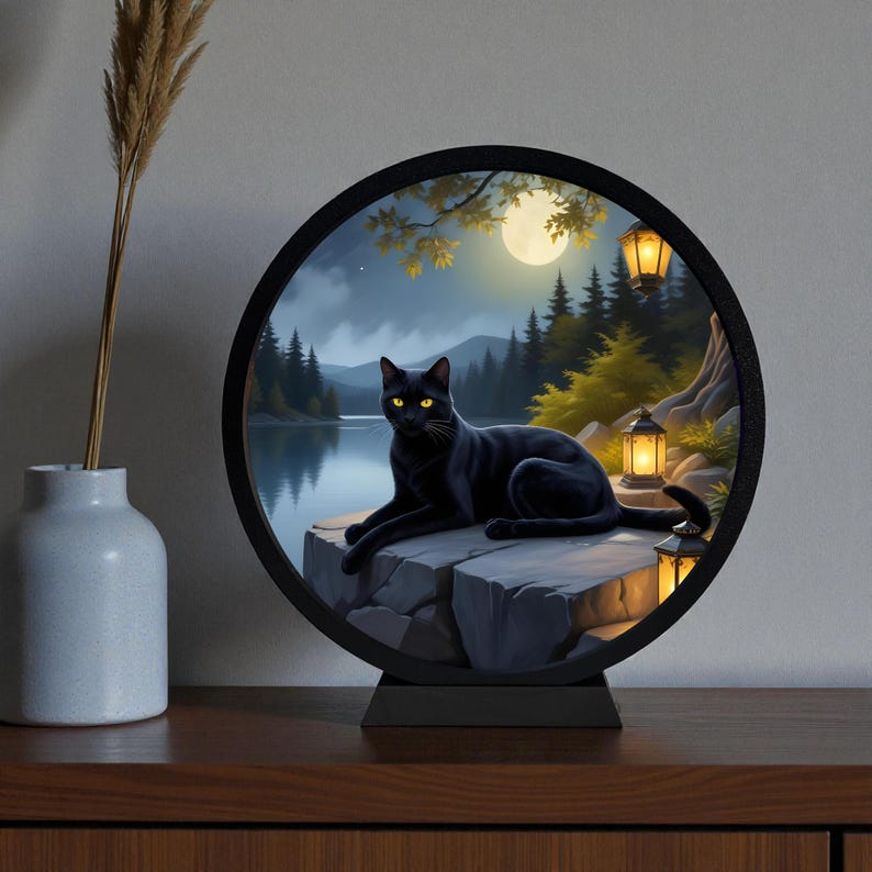 Black Cat Night Lamp – Elegant Home Decor, Cozy Lighting, Perfect Gift ...