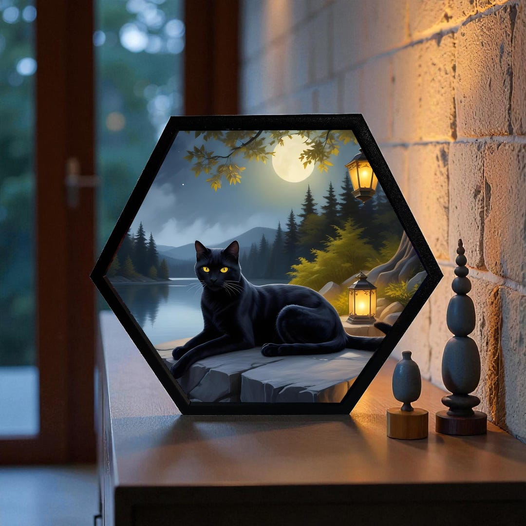 Black Cat Night Lamp – Elegant Home Decor, Cozy Lighting, Perfect Gift ...