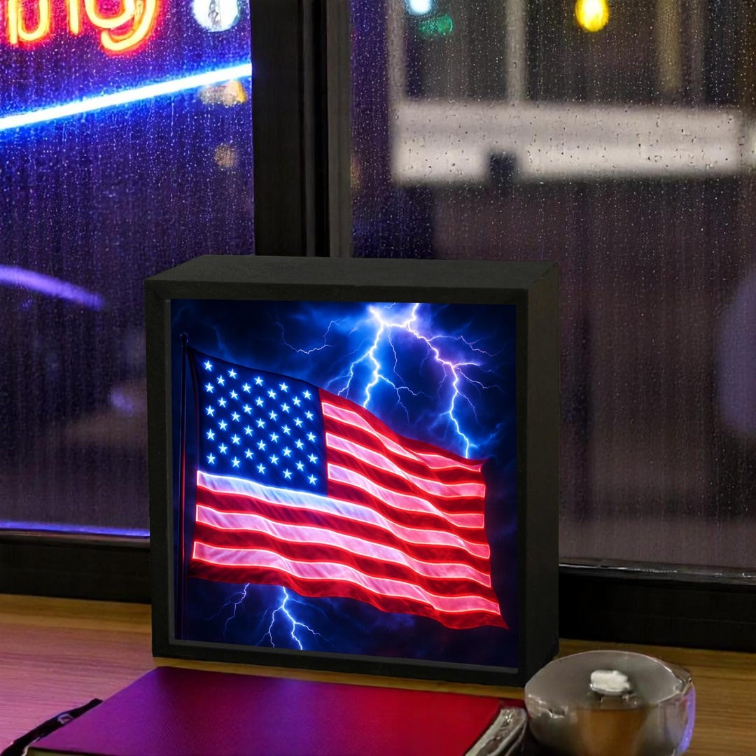 Neon American Flag Night Light: Patriotic USA Decor - Etsy