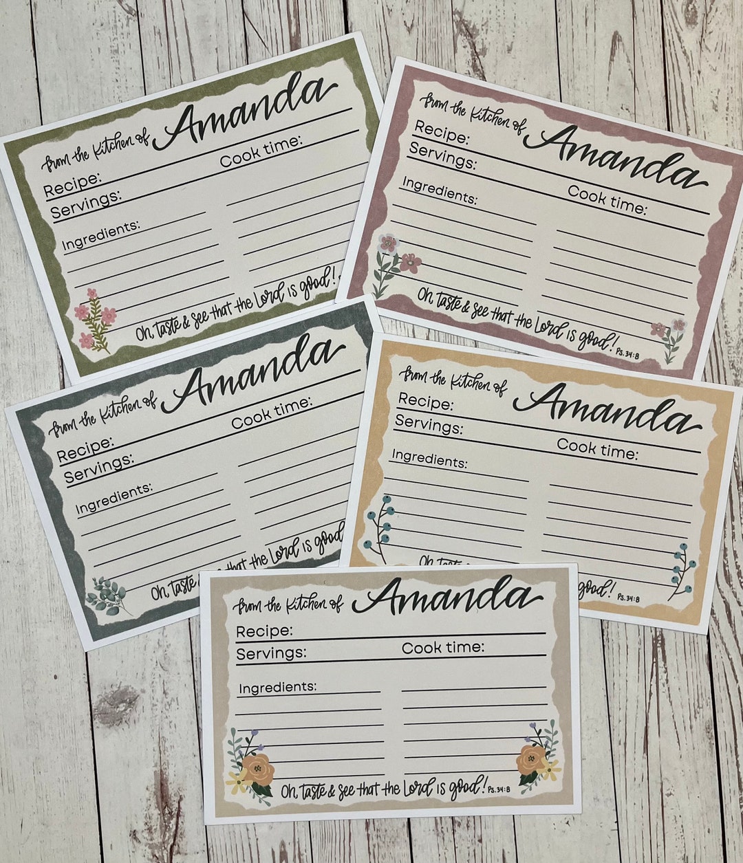 Recipe Cards, Mother's Day Gift, Christian Gift, Personalized Gift, 4x6 ...