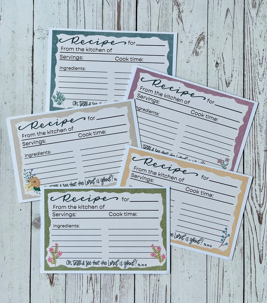 Recipe Cards, Mother's Day Gift, Christian Gift, 4x6 Recipe Cards, Gift ...