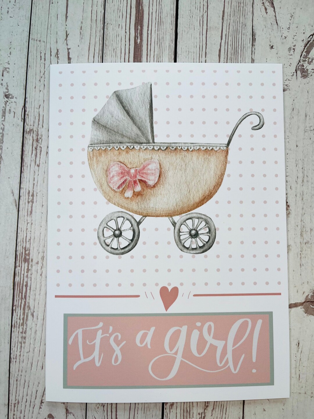 Baby Shower Card, It's a Girl, Expecting Card, Mom, Stroller, Buggy ...