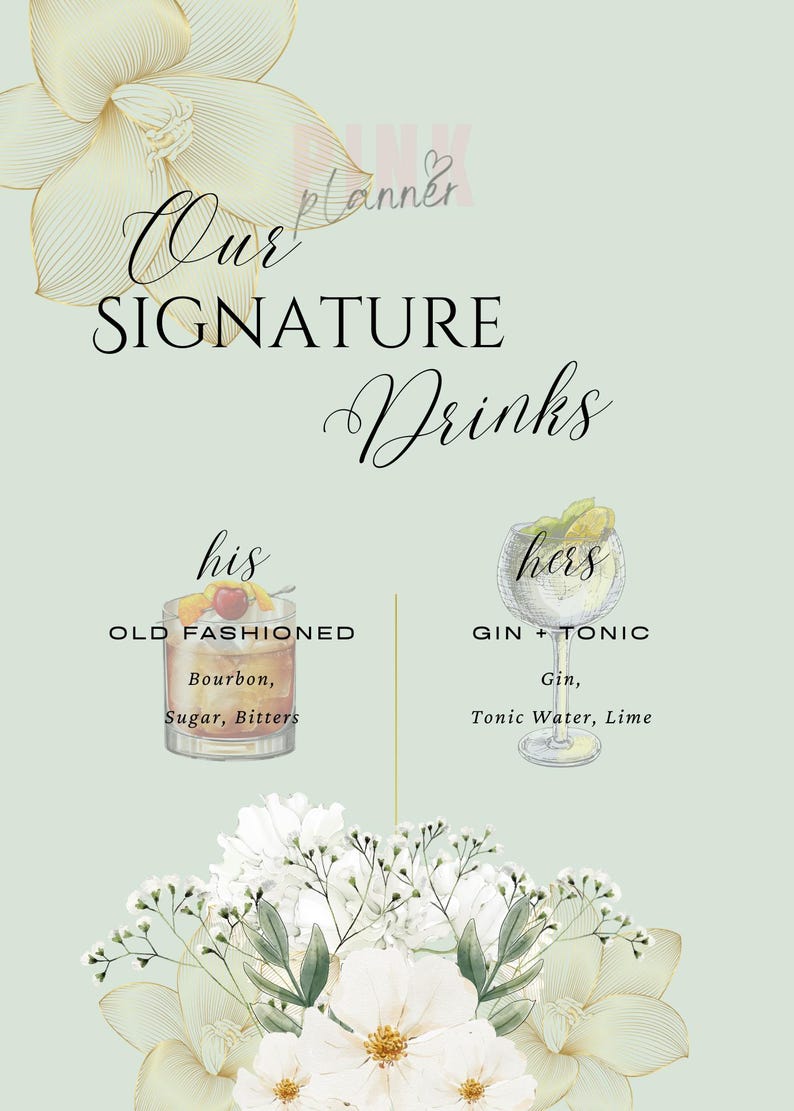 Customised Drink Reception Signs - Etsy