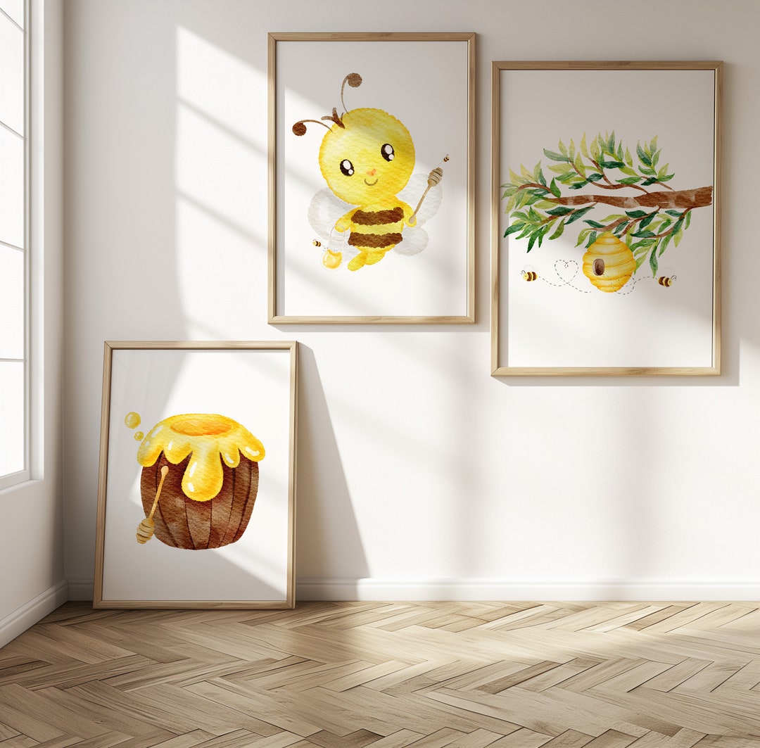 Honey Bee Décor Boys Room Poster, Bee House Bee Positive Little Boys ...