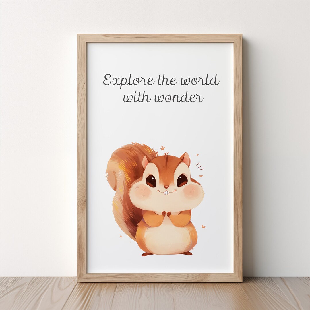 Squirrel Positive Vibe Life Quotes Wall Hanging Décor, Woodland Animals ...