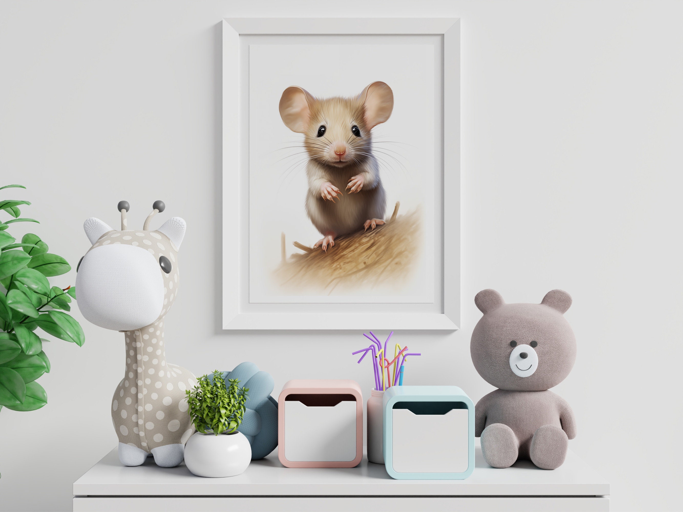 Nursery Art Prints, Cute Baby Animal Prints, Nursery Decor, Mouse ...
