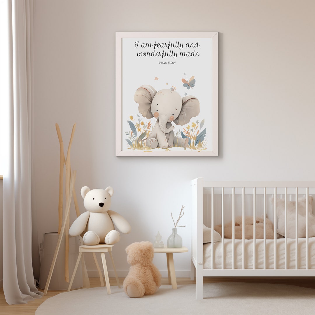 Elephant Safari Animal With Bible Verses for Inspiration Wall Hanging ...