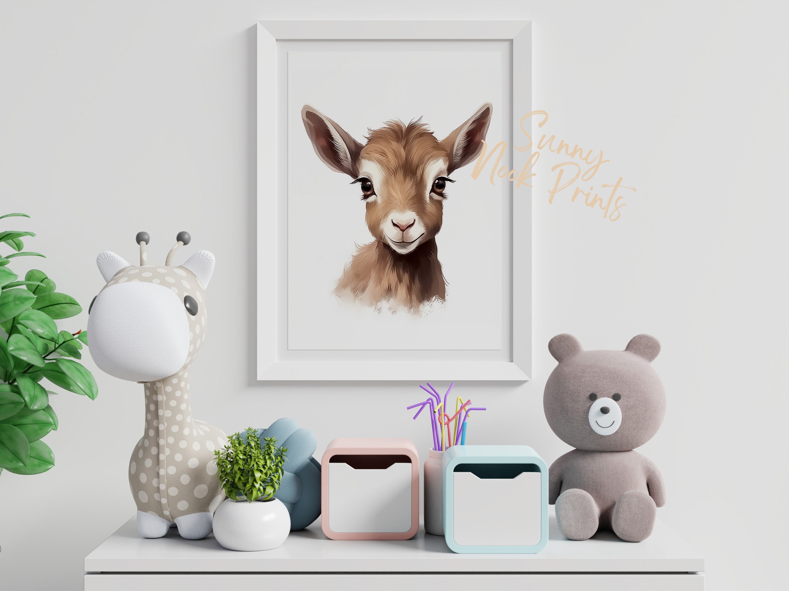 Baby Goat Nursery Wall Art Goat Farm Animal Print Nursery Wall Decor ...