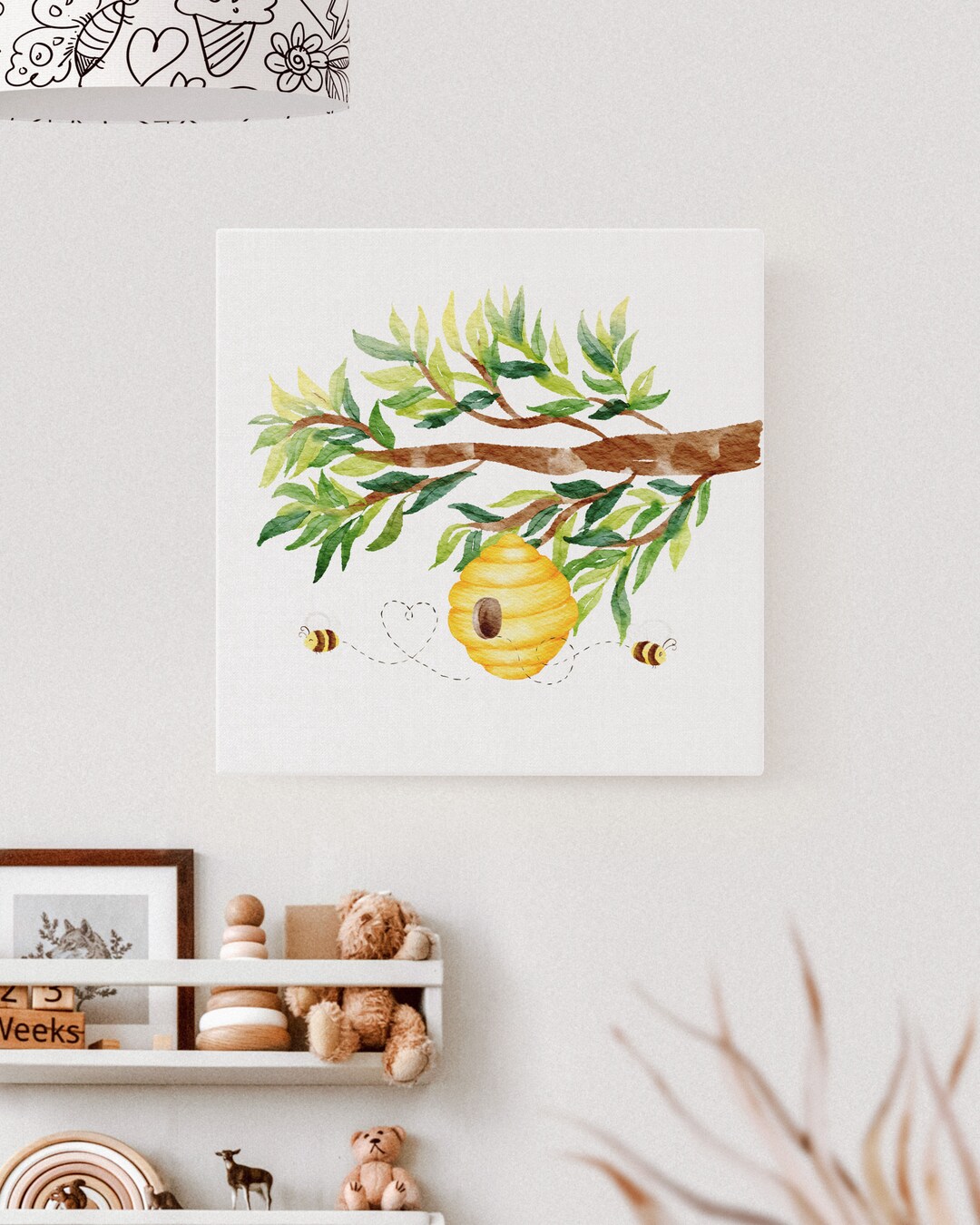 Bee House Boho Nursery Wall Décor, Bee Hive Water Color Prints, Honey ...
