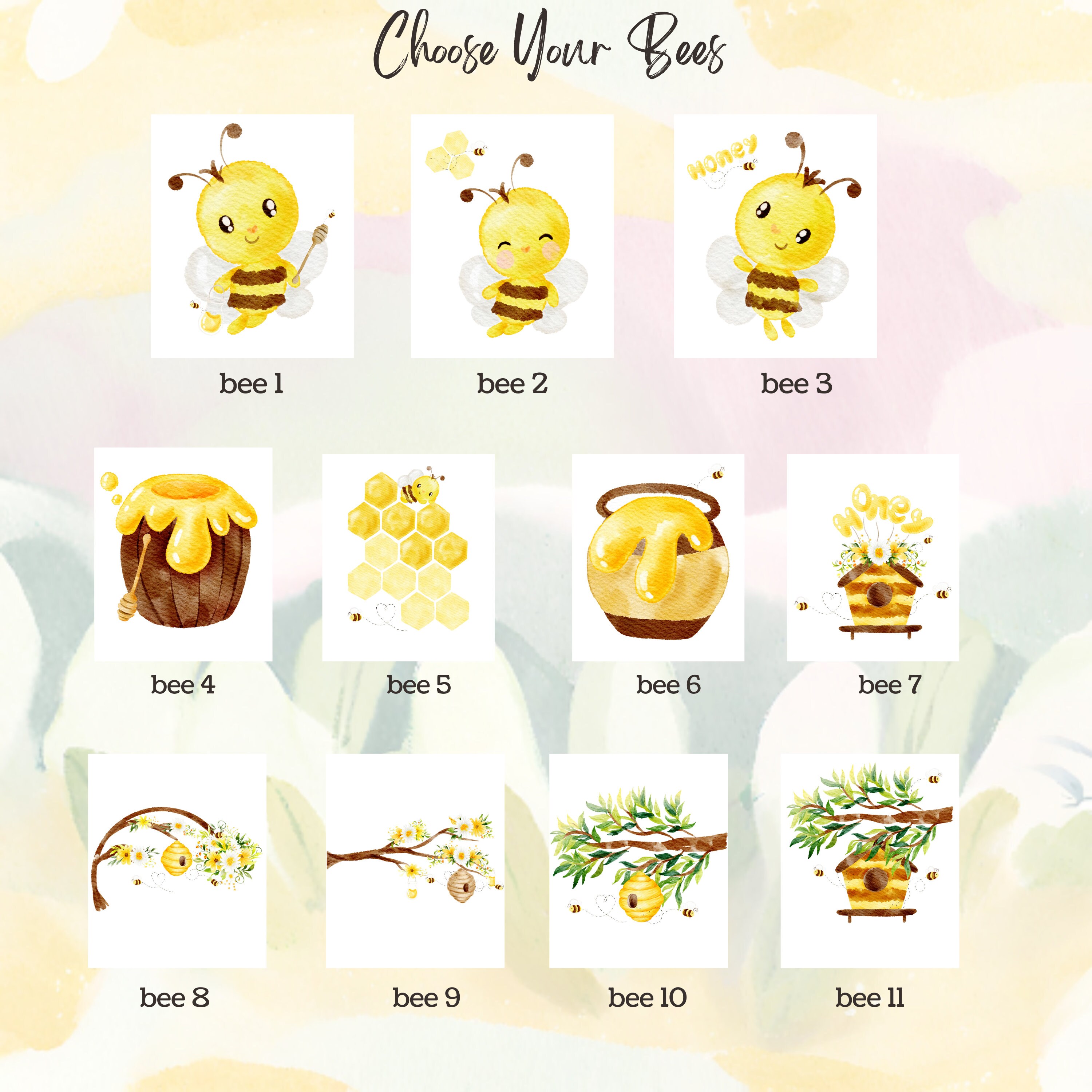 Honey Bee Décor Boys Room Poster With Bee House and Bee Honeycomb, Bee ...