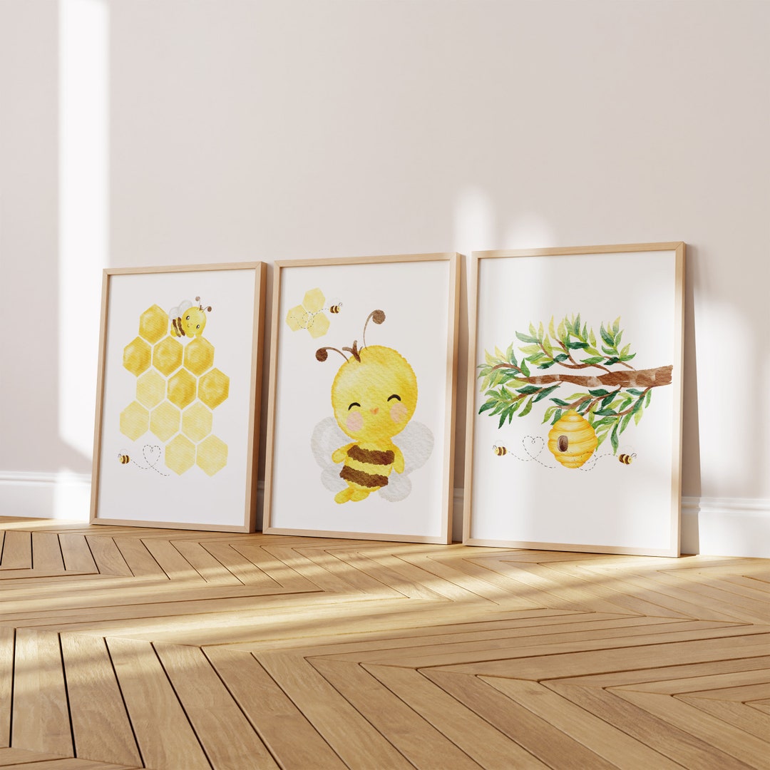 Honey Bee Décor Boys Room Poster With Bee House and Bee Honeycomb, Bee ...