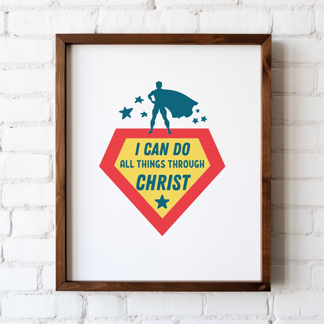 Christian Nursery Decor Kids Bible Verse Wall Art I Can Do All Things ...