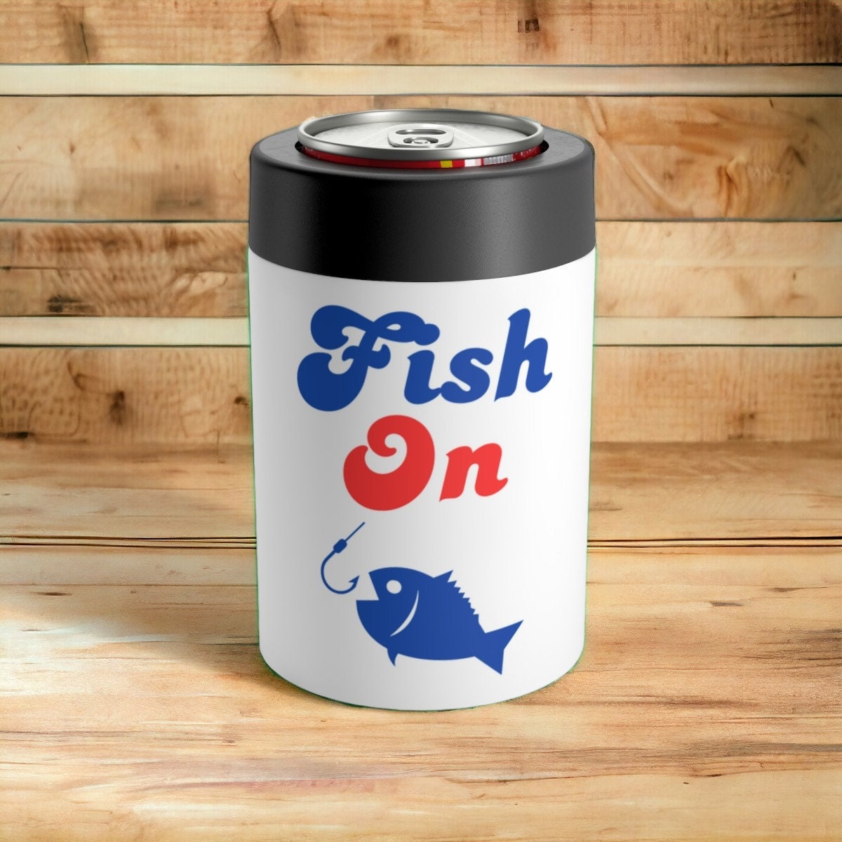 Fish on Can Holder, Stainless Steel Koozie, Fisherman, Fishing Koozie ...