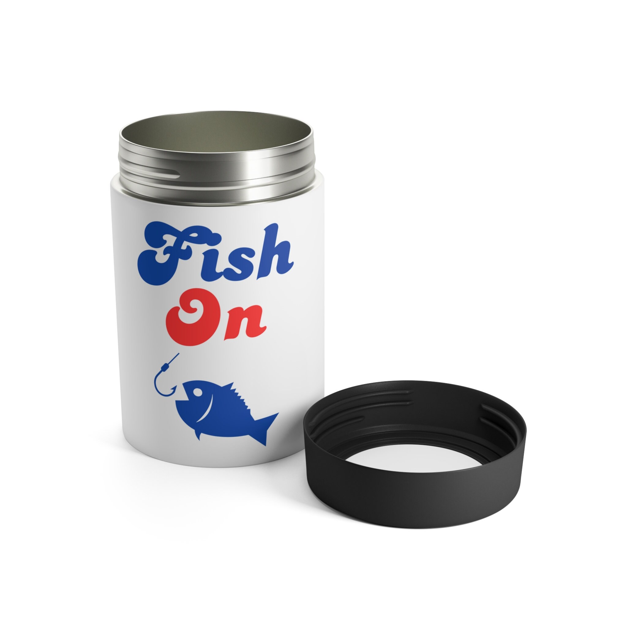 Fish on Can Holder, Stainless Steel Koozie, Fisherman, Fishing Koozie ...