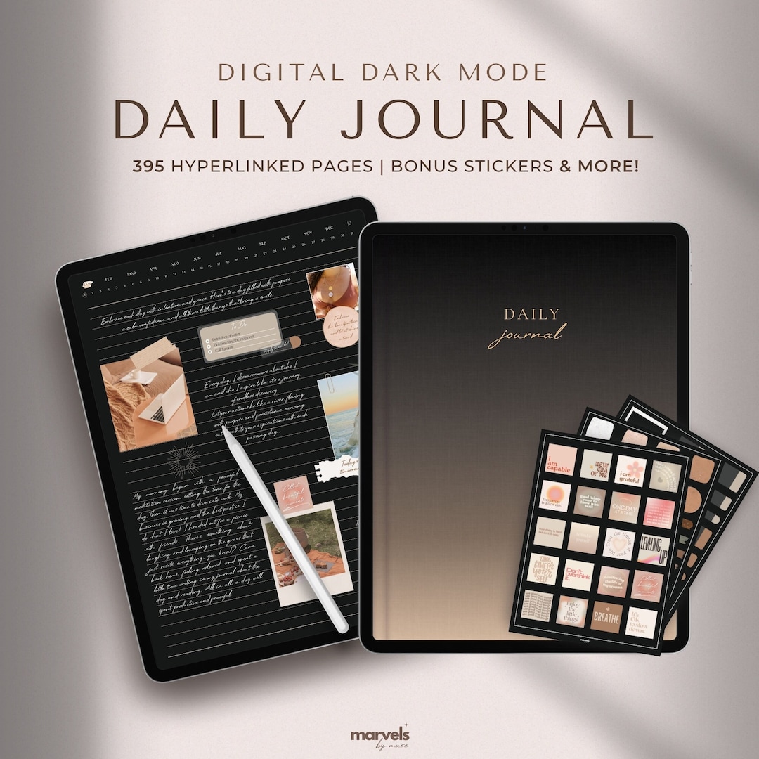 Dark Mode Digital Daily Journal | Digital Diary, Digital Notebook ...