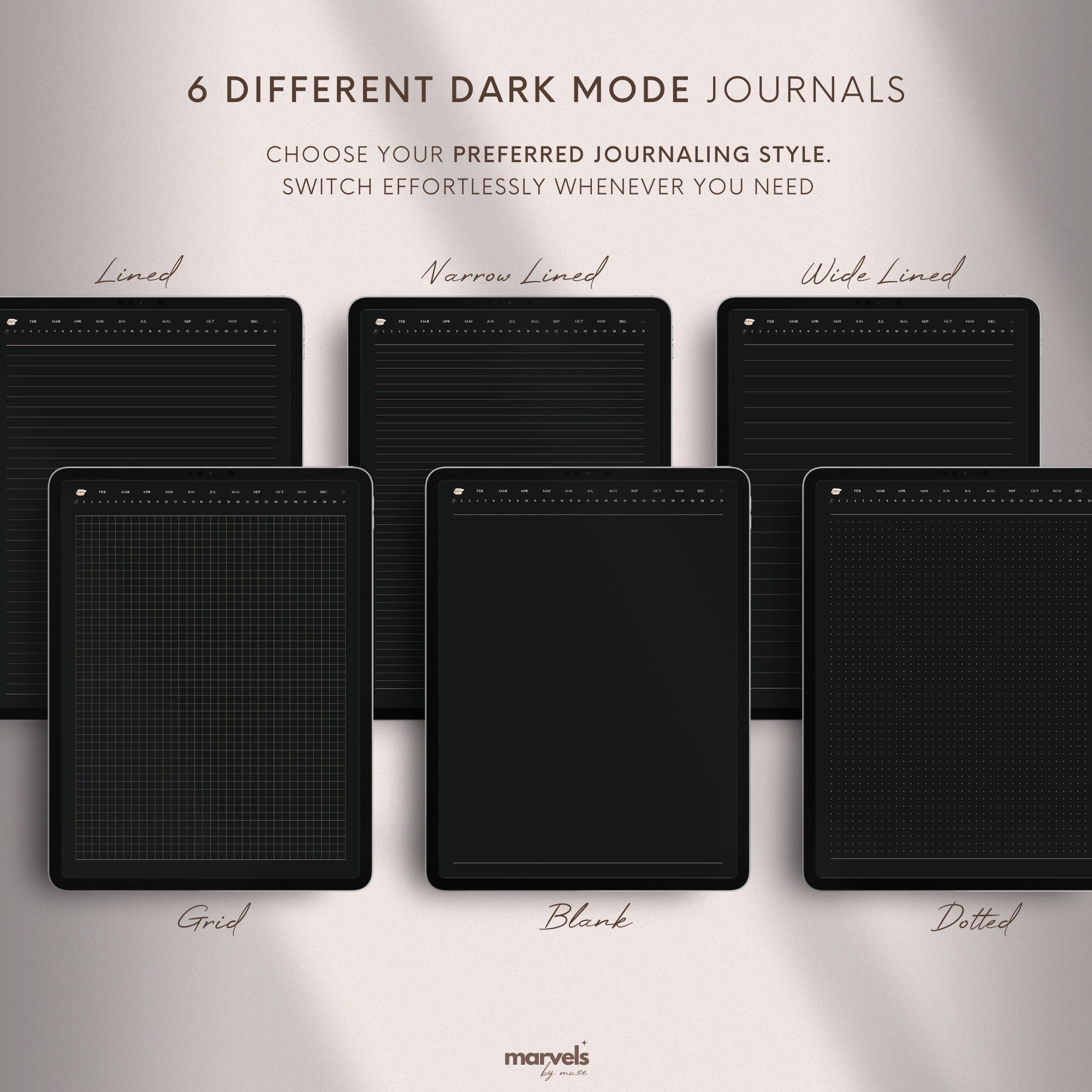 Dark Mode Digital Daily Journal Digital Notebook Goodnotes Journal iPad ...